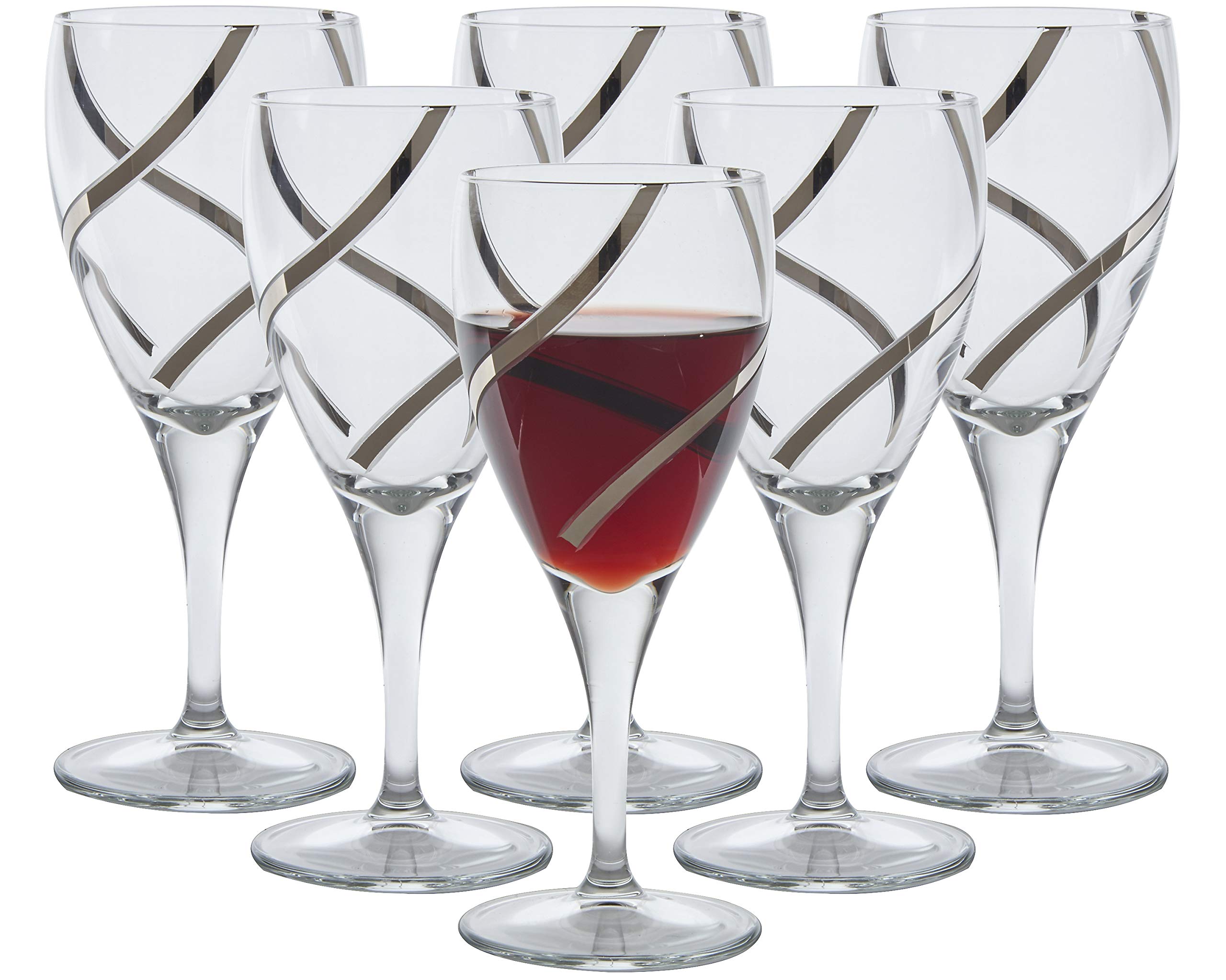 Glazze Crystal VNG-080-PL Red Wine Glasses Set | Hand-Cut with an Interwoven 24K Platinum Detailing Throughout | Stunning Stemware Designed to Perfection | Set of 6, 8.5" Tall 10 oz capacity
