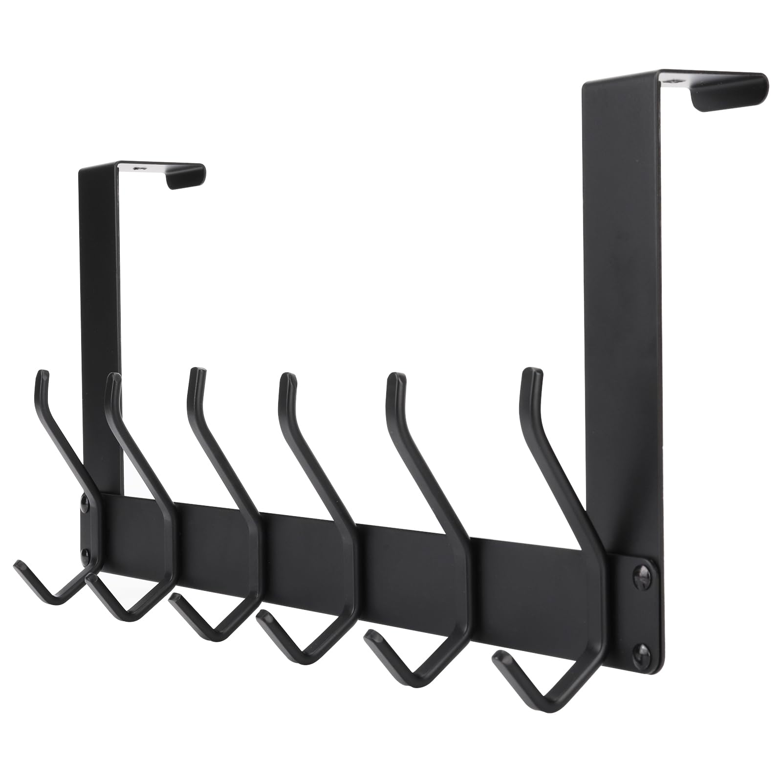 DAJIANG Over The Door Hook, Heavy Duty Over Door Hanger Holder for Coat Robe Hat Clothe Towels Hanging, Bathroom Organizer Towel Rack 12 Hooks (Black, 12 Hook)