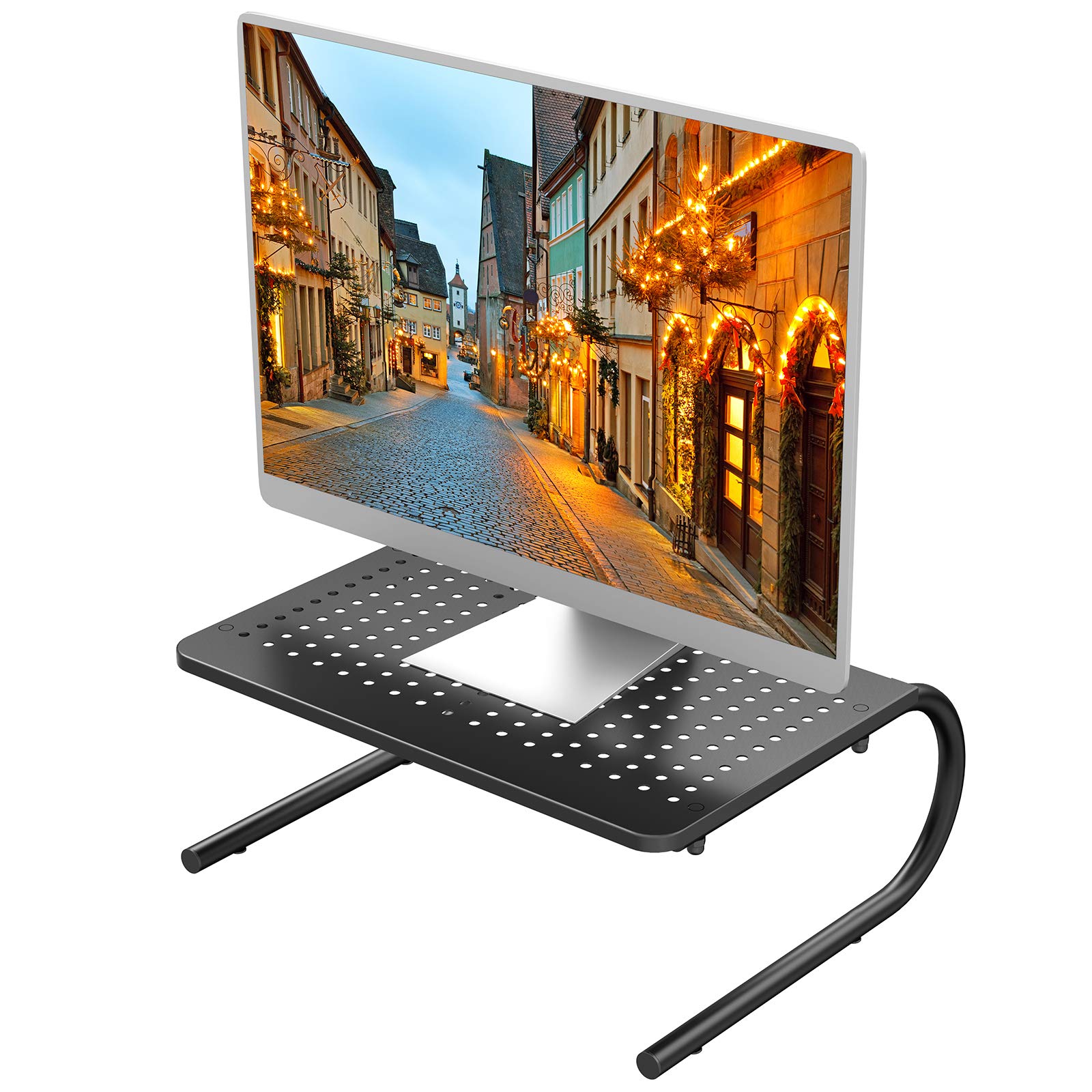 ERGO TAB Metal Monitor Stand Riser with Vented Metal for Computer, Laptop, Notebook, Printer, Ergonomic 14.5 Platform 4 Inch Height (EBLL2),Black