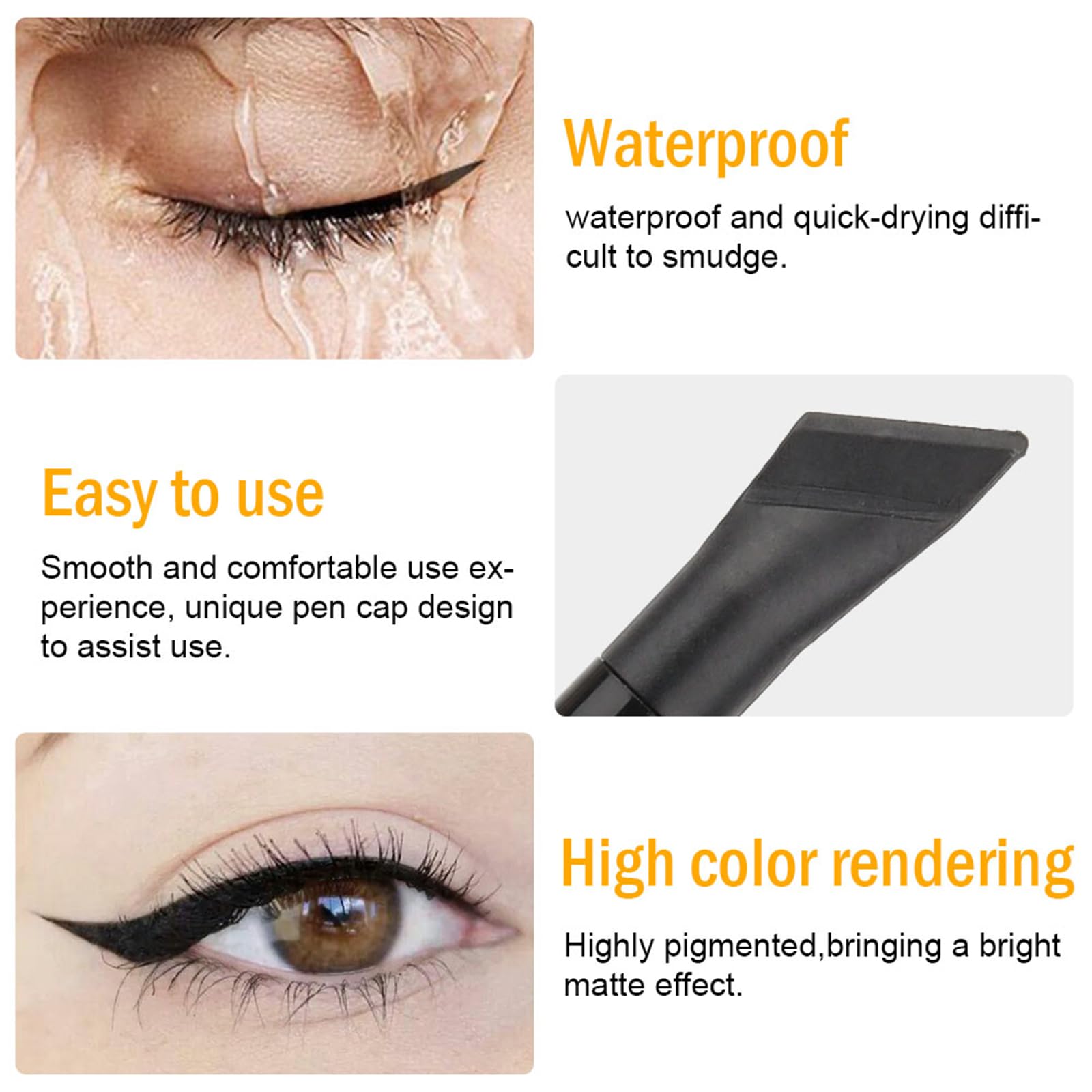 Erinde 2PCS Black Liquid Eyeliner with Eyeliner Stencils, Waterproof Eye Liners Pen, Long-Lasting eyeliner liquid liner, Quickly Dry, Smudgeproof, Longwearing with Ultra-Fine Tip (#01)