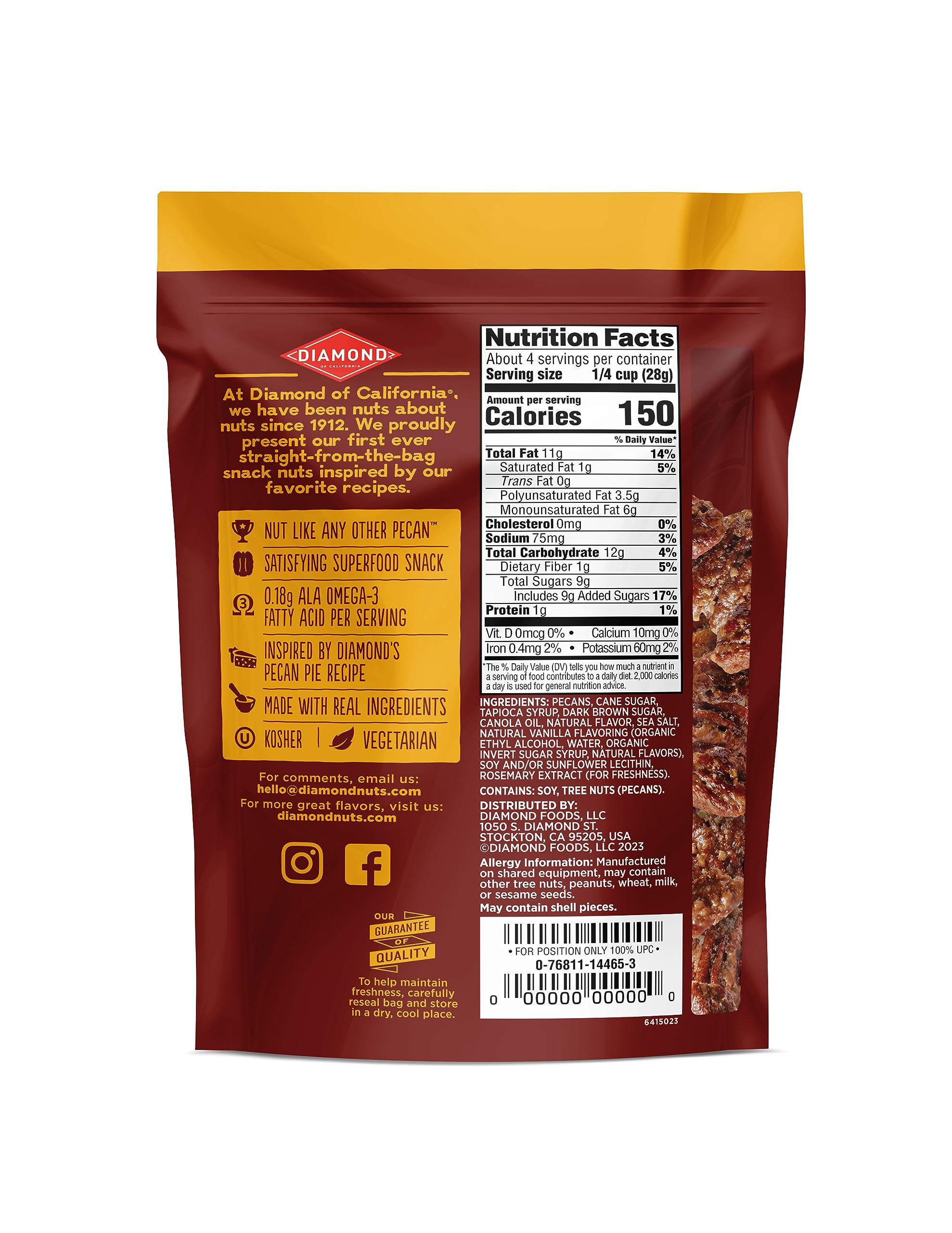 Diamond of California Pecan Pie Snack Pecans, 3.5 oz, 1 Pack