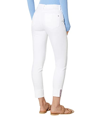 Tommy Hilfiger Women's CFF ANKL PNT W/LGO, Bright White, 12