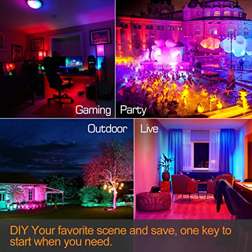 MELPO LED Flood Light Outdoor, 500W Equivalent 5000LM Smart RGB Landscape Lighting with APP Control, DIY Scenes - Timing - Warm White 2700K - Color Changing Uplight, IP66 Waterproof US Plug (2 Pack)