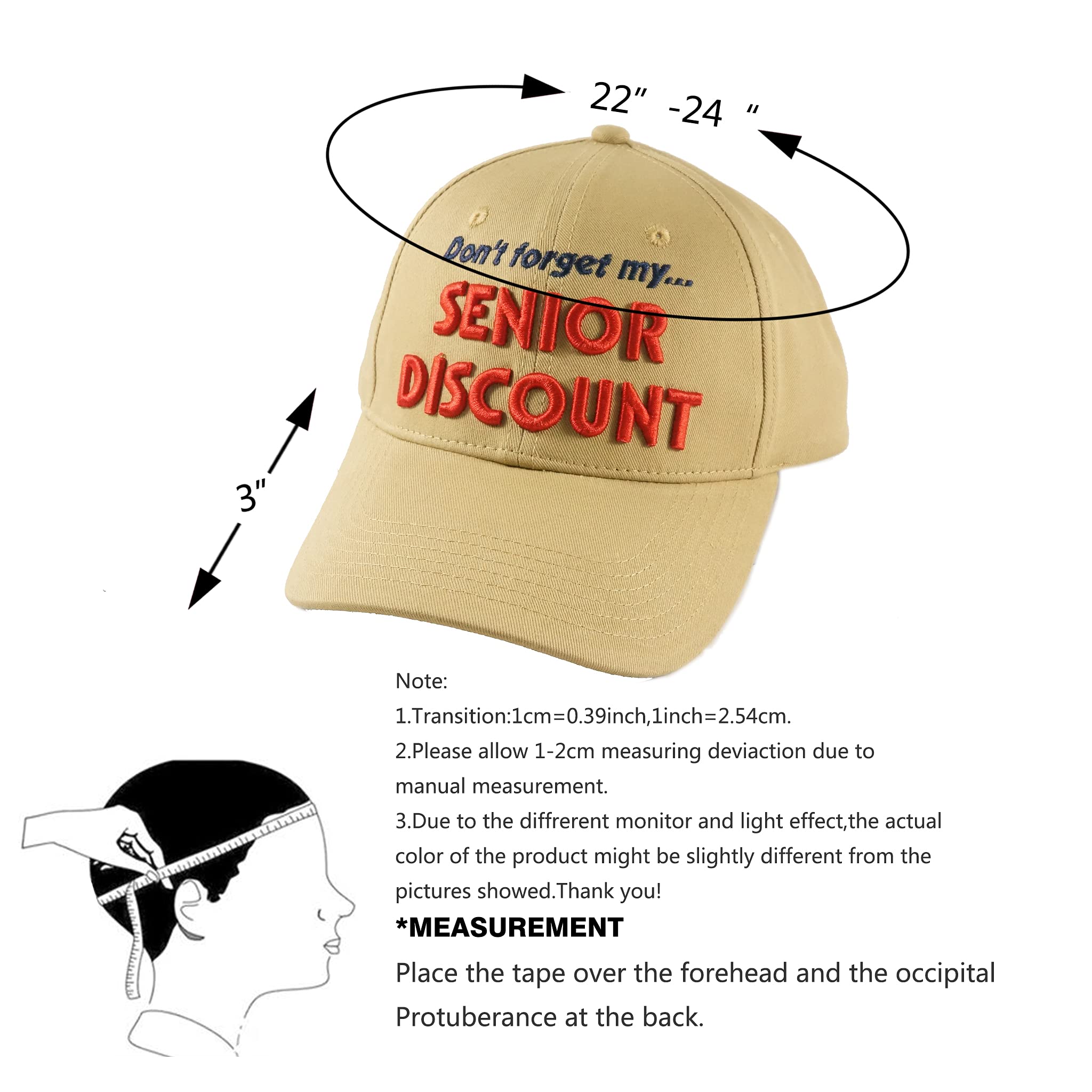 Eakanh Birthday Baseball Cap, Don't Forget My Senior Discount Hat for Dad Grandpa Elders Father's Grandparents Beige