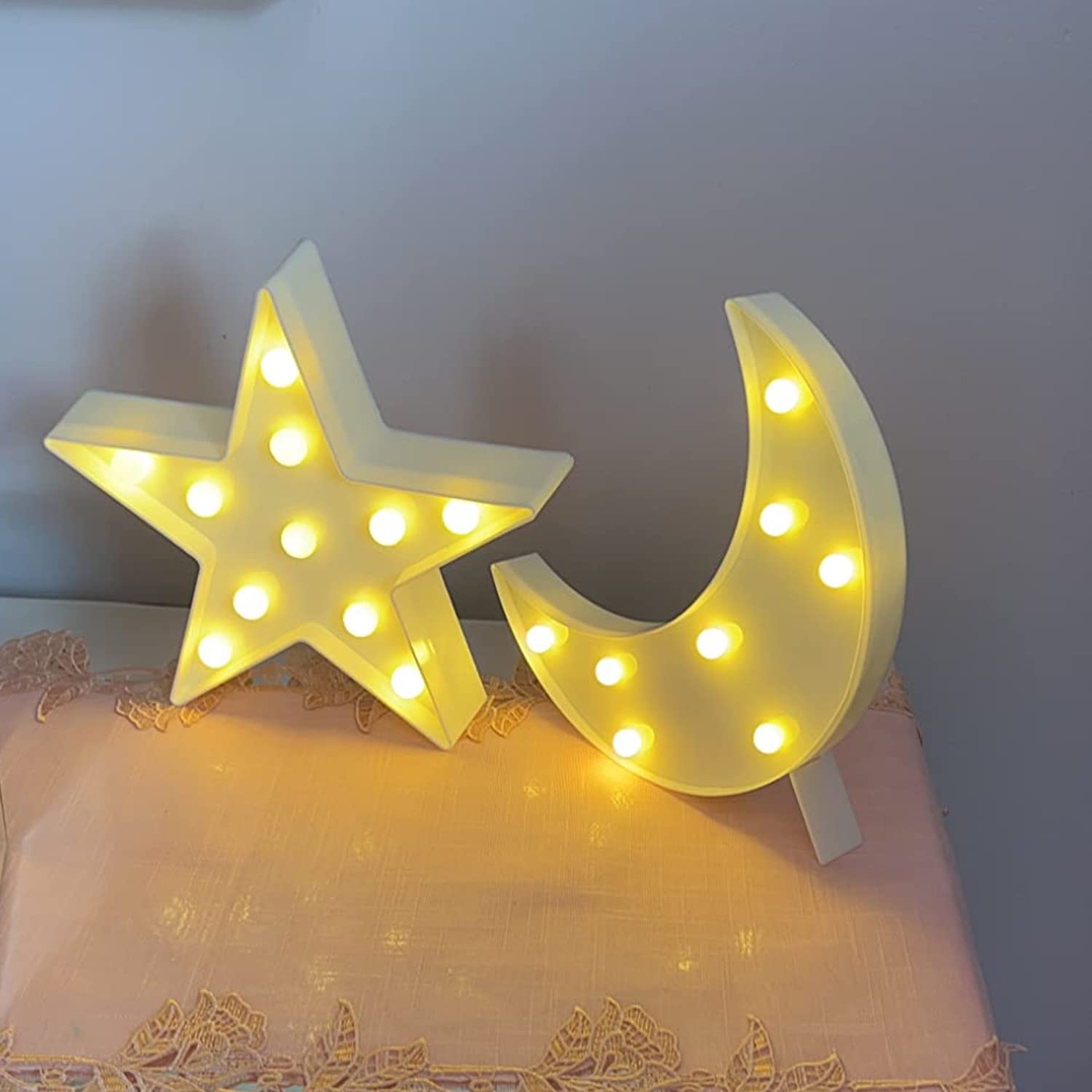 ZUOKEMY 3Pcs Decorative LED Crescent Moon Star Cloud Night Light Can Be Hung On The Wall ChildrenāS Room Room Light, Suitable for Birthday Parties, Holiday Decorations, Baby Room Decoration.