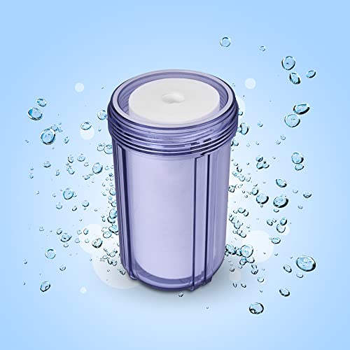 High Capacity 10 x 4.5-Inches Transparent Whole House Water Filter Purifier System with Presser Relief Button, 1β Inlet/Outlet Brass Port & Yearly Supply (4) Polypropylene Sediment Cartridges 5 Micron