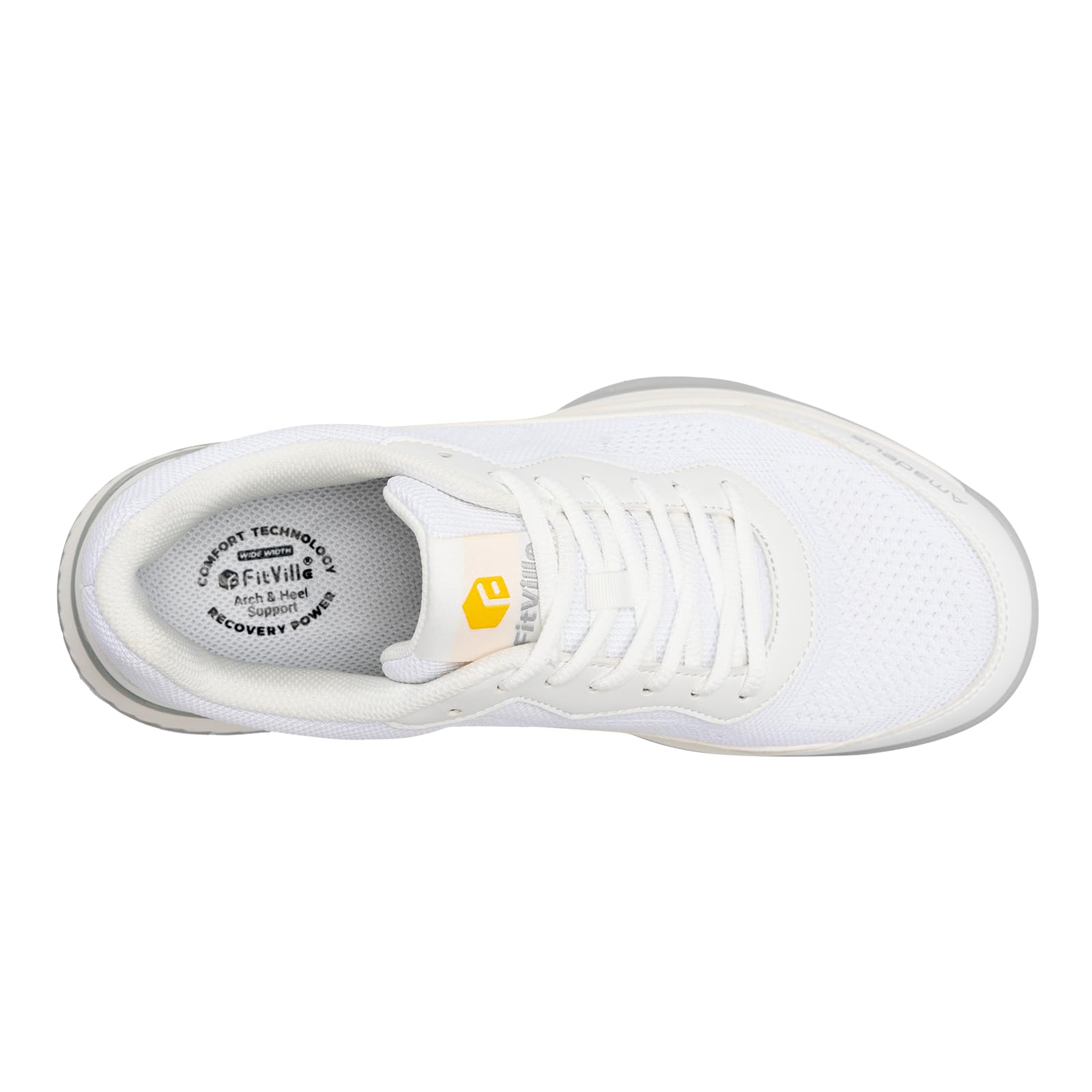 FitVille Wide Pickleball Shoes for Women Tennis Court Shoes Sneakers for Court Racquetball Athletic Shoes | Racquet Sport | Arch Support & Wide Toe Box White Grey