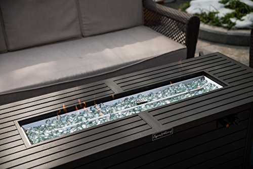 Legacy Heating 57 Inch Propane Fire Pit Table, 50000BTU Outdoor Gas Fire Pit, 2 in 1 Rectangular Firepit Extruded Aluminum w/ Lid, Glass Beads, ETL Certified for Gatherings on Garden Backyard, Mocha.