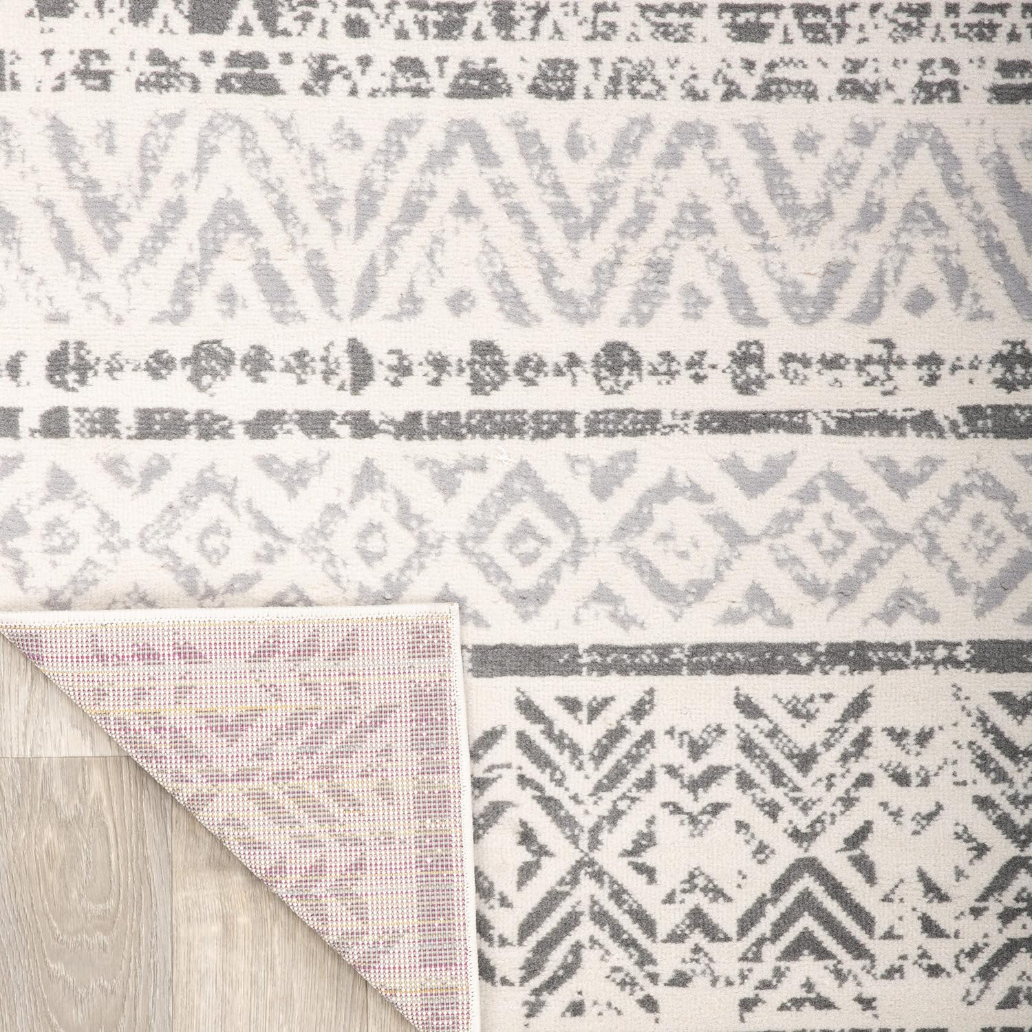Rugshop Geometric Boho Perfect for high Traffic Areas of Your Living Room,Bedroom,Home Office,Kitchen Runner Rug 2' x 7' Gray