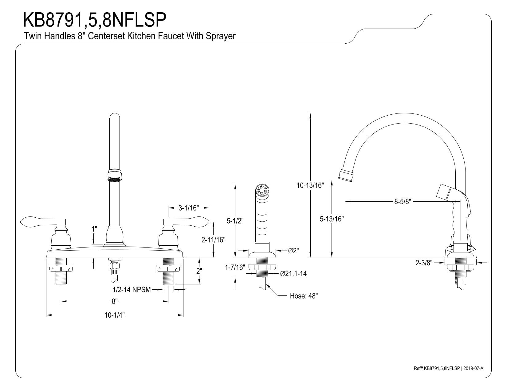 Kingston Brass KB8795NFLSP NuWave French 8" Centerset Kitchen Faucet, Oil Rubbed Bronze