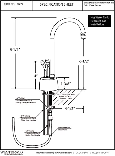 Westbrass DT1F272-12 Develosah 9" 2-Handle Instant Hot and Cold Water Dispenser Faucet with HotMaster DigiHot Digital Tank System, Oil Rubbed Bronze
