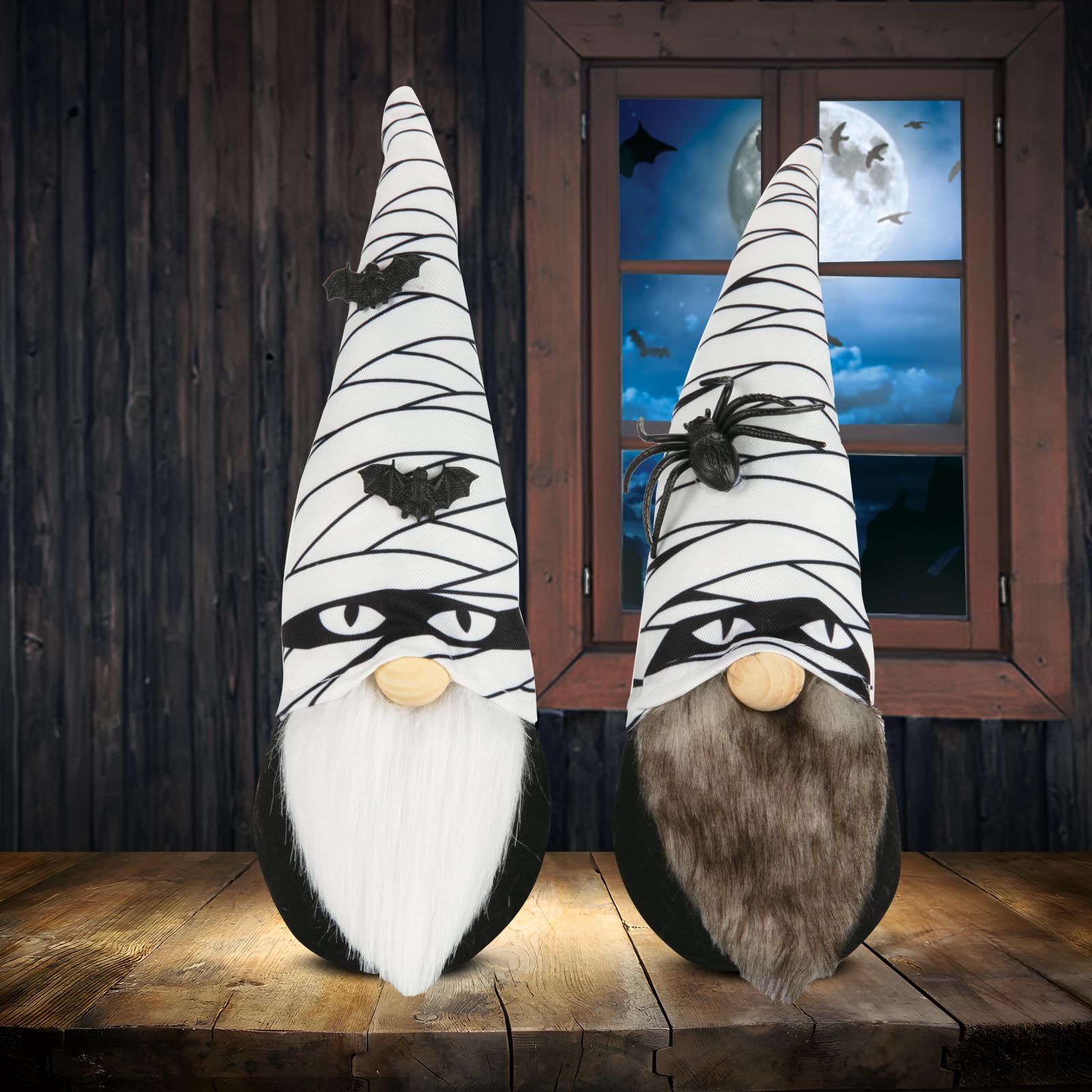 HAAPLL Halloween Gnomes Decorations, Halloween Decorations Indoor, Spider Hat Winter Gnomes - Handmade Plush 2 Pack Swedish Tomte Dwarf for Home Farmhouse Tiered Tray Docor (Halloween)