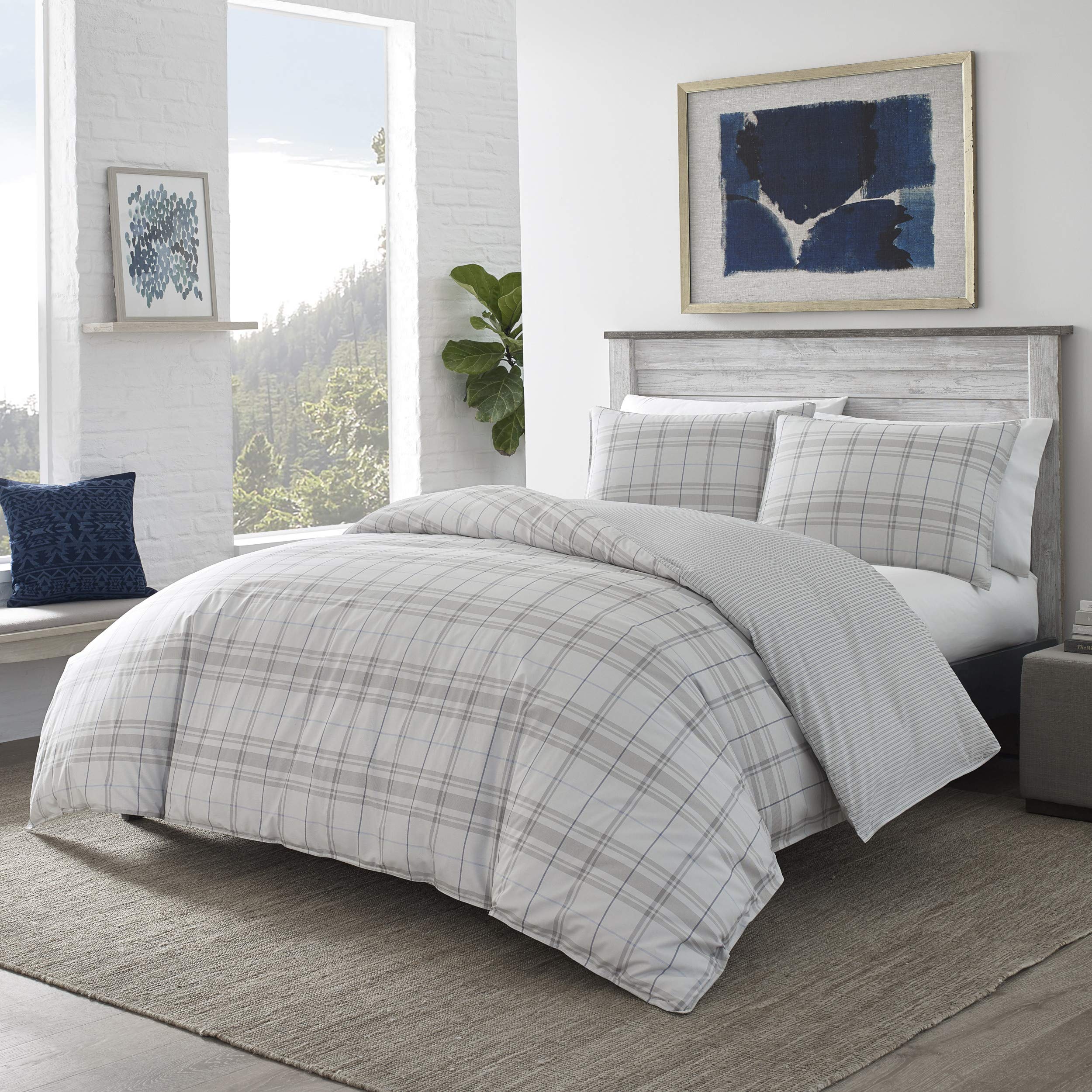 Eddie Bauer - USHSA51144442 | Grays Harbor Collection | 100% Cotton Soft & Cozy Premium Quality Plaid Comforter with Matching Shams, 3-Piece Bedding Set, Full/Queen, Grey