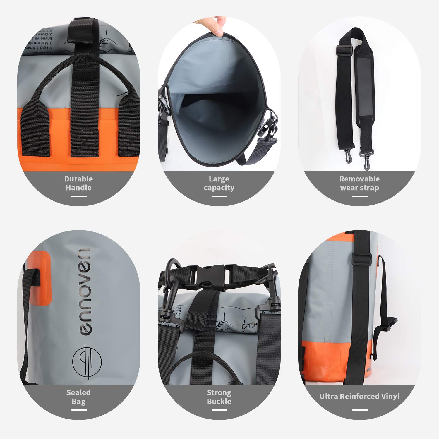 ennoven Waterproof Dry Bag- 20L/30L Backpack for Kayaking, Boating Accessories, Fishing, Swimming, Waterproof Phone Case Included.