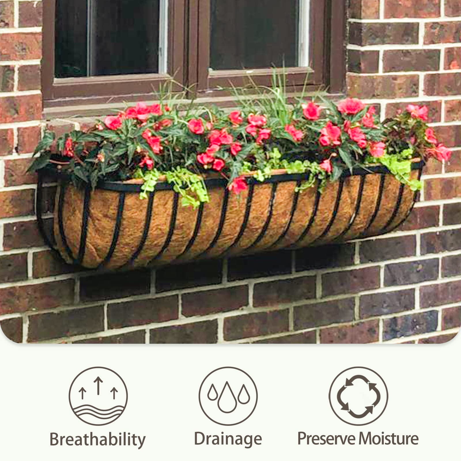 GreatBuddy Coco Liner Roll 120x12 Inch, Natural Coconut Liners for Planters, Thick Coco Fiber Mat for Hanging Basket, Animal Mats and More,Easy to Cut
