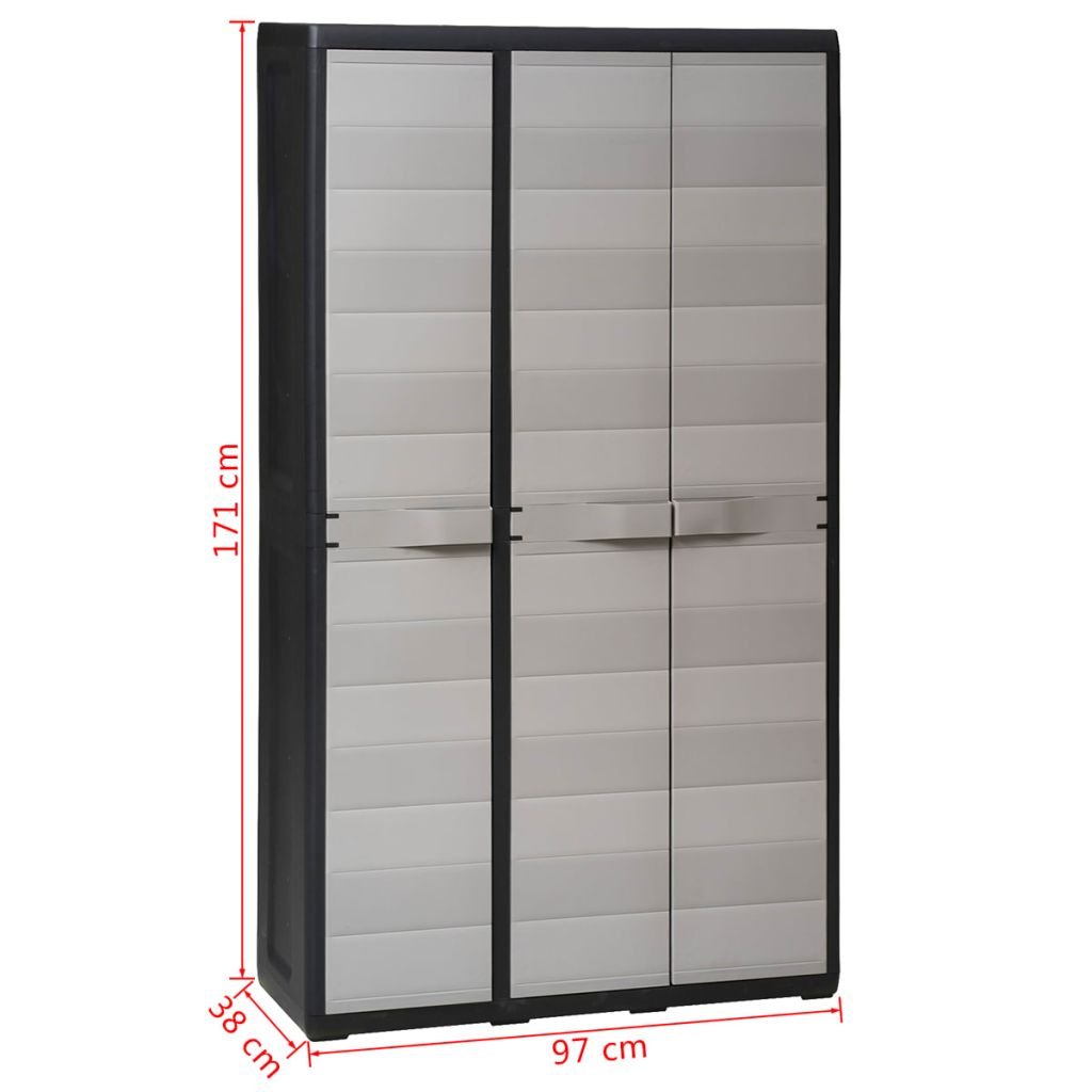 Festnight Garden Storage Cabinet with 4 Shelves Black and Gray