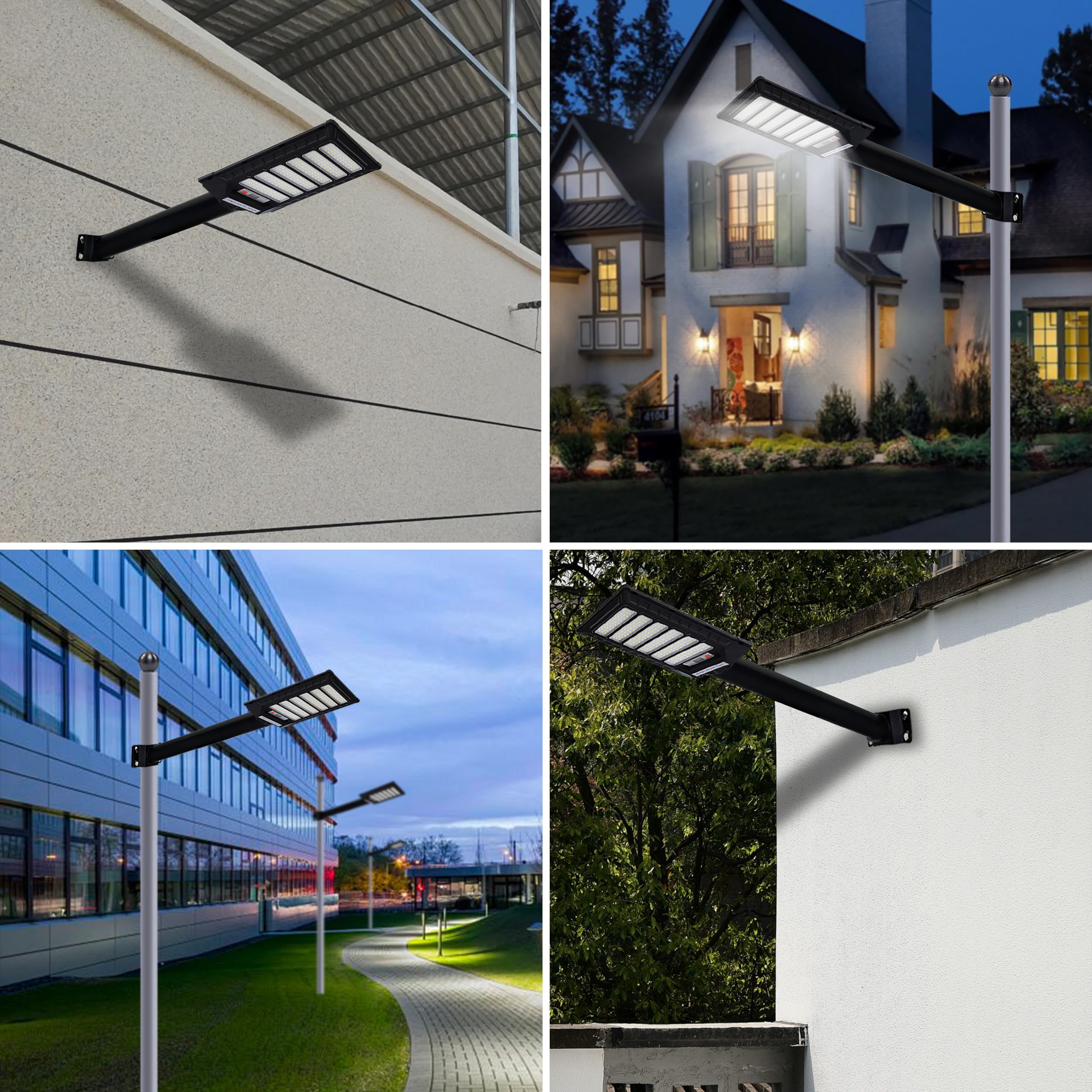 Light Pole Mount, Solar Lighting Mounting Bracket Extension Pole Kit, Wall Mounted Arm for Street Light, Barn Lamp, Post Tree (2 Pack Black)