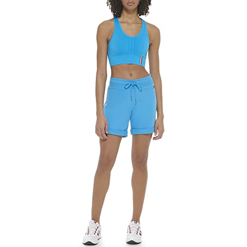 Tommy Hilfiger Women's Drawcord Waist Cuffed Comfortable French Terry Short, Atlantic Blue