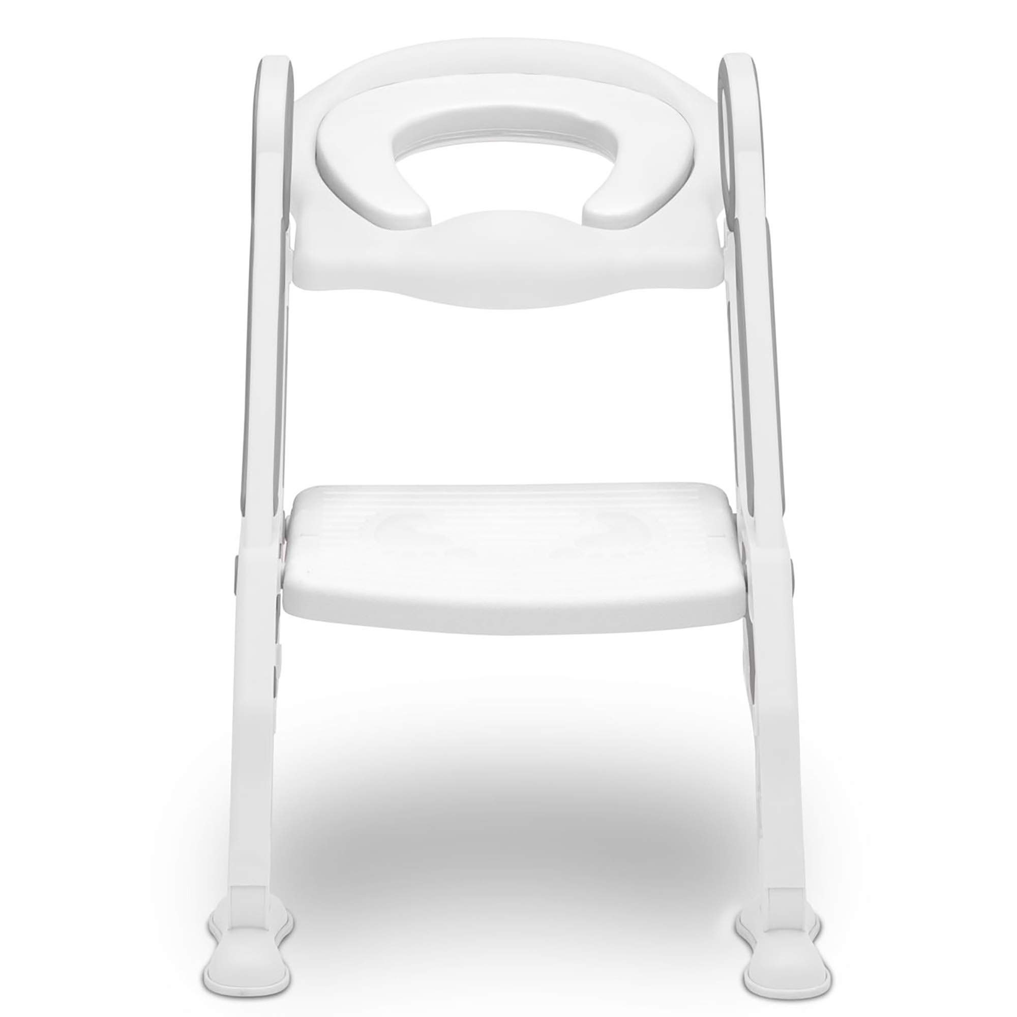 Delta Children Kid Size Toddler Potty Training Ladder Seat for Boys & Girls - Foldable Design Includes Adjustable Height, Soft Removable Seat & Built-in Splash Guard - Easy to Clean, White/Grey