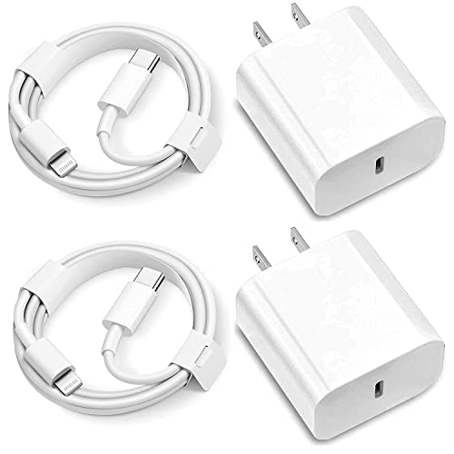 iPhone 13 14 Fast Charger [MFi Certified] 2 Pack 20W PD USB-C Power Wall Charger with Type-C to Lightning Quick Charge Sync Cord for Apple iPhone 14 13 12 11 Pro/XS/X/SE