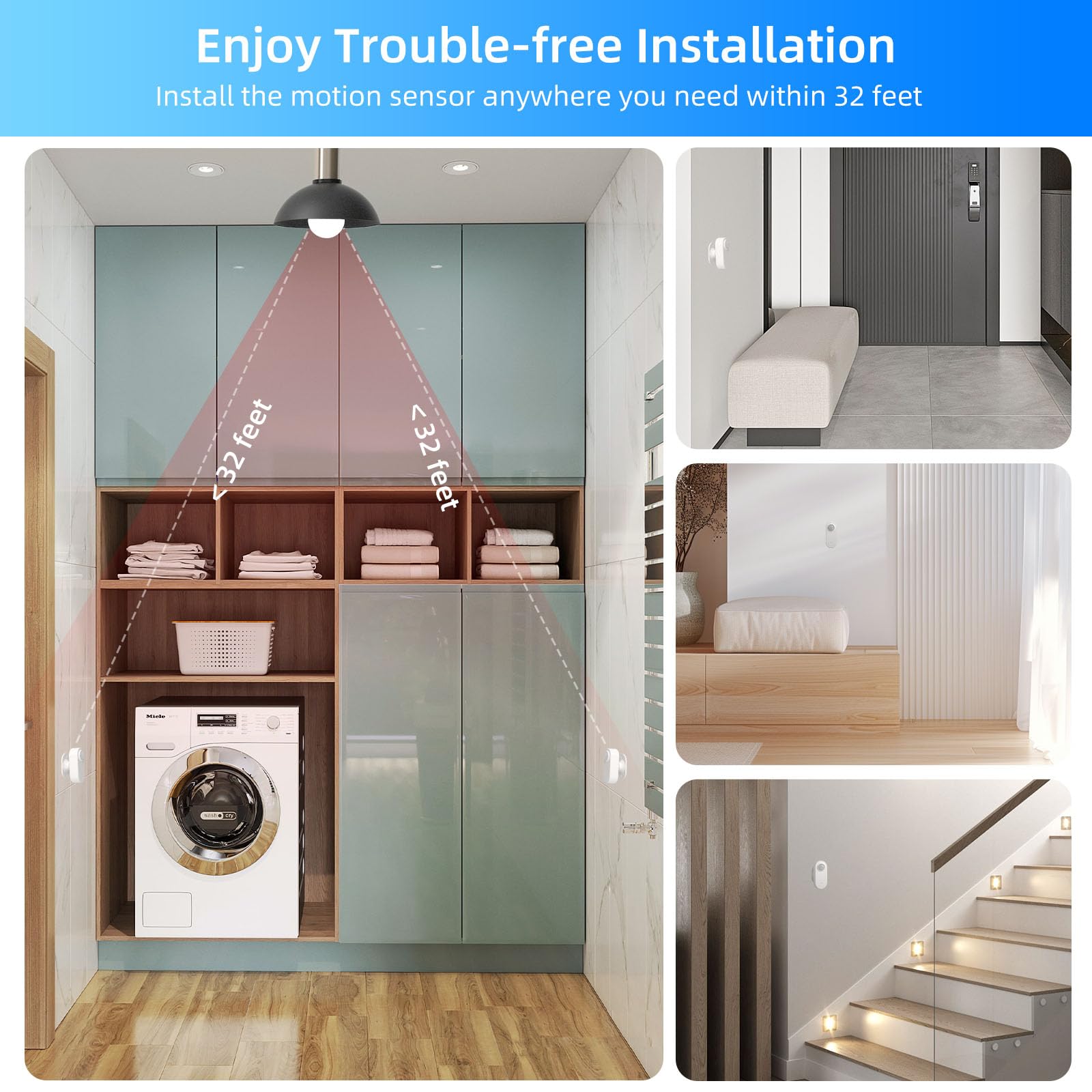 Motion Sensor Light Bulbs, 10W (120W Equivalent) 1200lm Motion Activated Dusk to Dawn Security LED Bulb, 3000K Warm White, A19/E26, Auto On/Off Indoor Outdoor Lighting, for Garage Basement Hallway