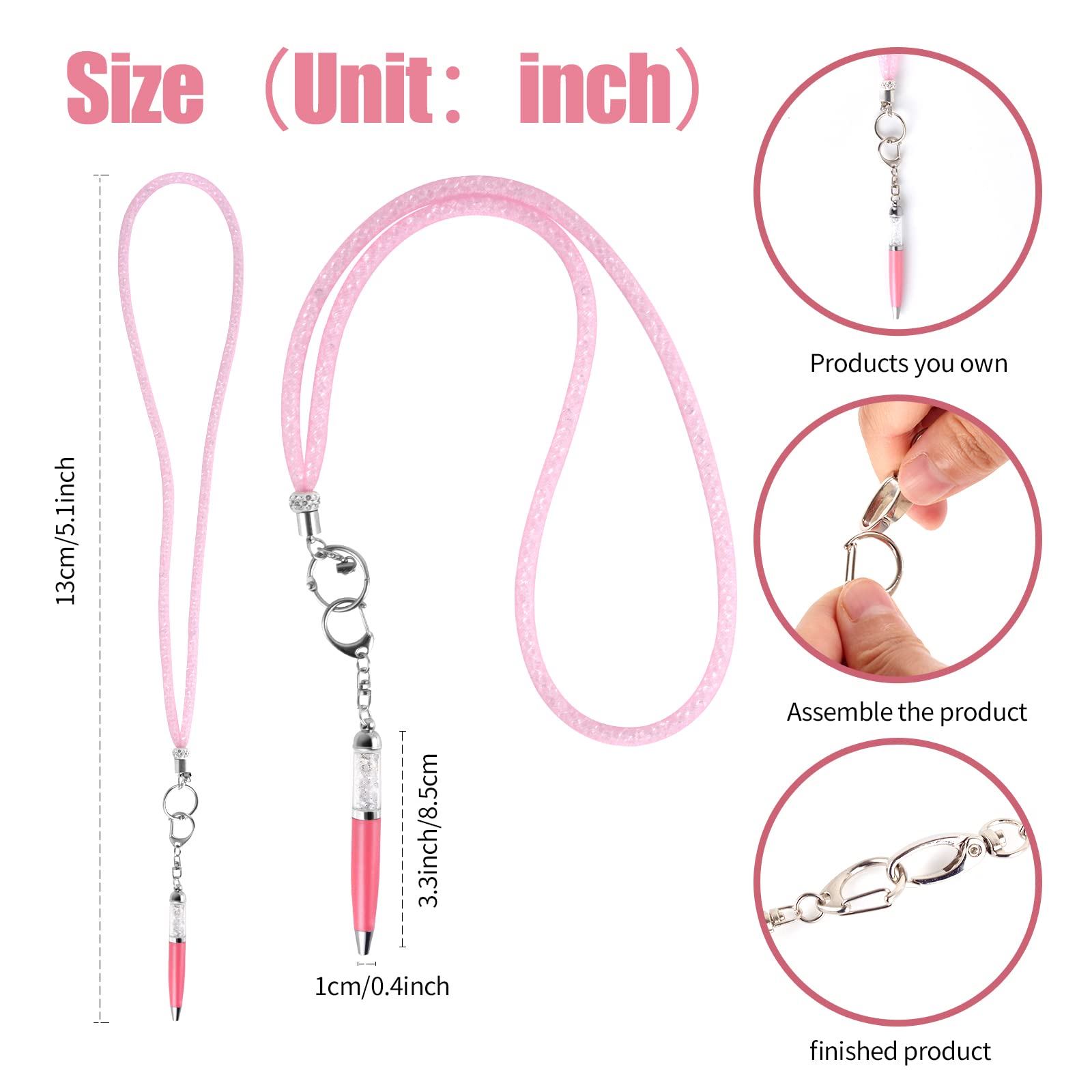DLUGOPIS Mini Rainstone Sparkling Keyring Pen set Includes a Keyring pocket pens and Lanyard necklace
