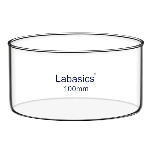 Labasics Crystallizing Dish, No Spout Flat Bottom Thick-Walled High Borosilicate Glass Crystallizing Dishes for Crystallization and Evaporation Lab Glassware, Outer Diameter: 100 mm, Capacity: 300 ml