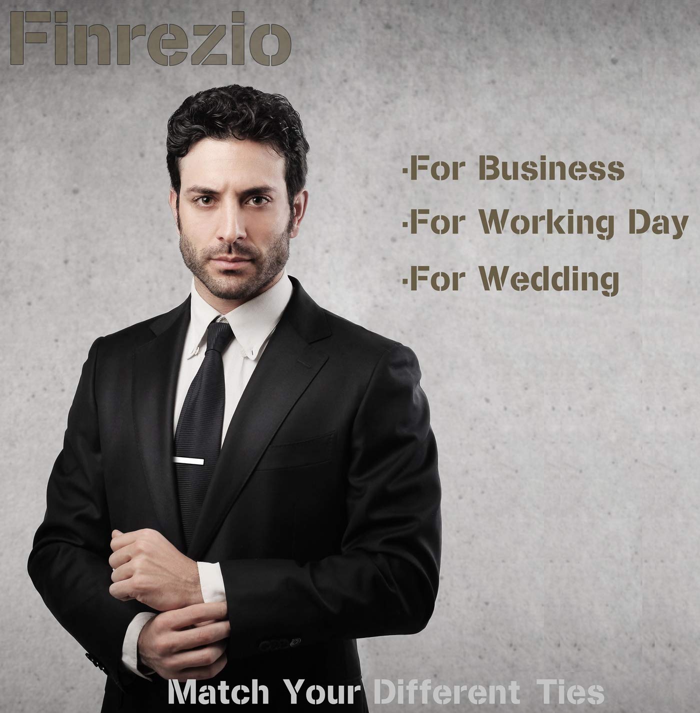 Finrezio 10 Pcs Tie Clips for Men Tie Bar Clip Set for Regular Ties Black Gold Red Navy Blue Silver American Flag Necktie Wedding Business Clips with Gift Box
