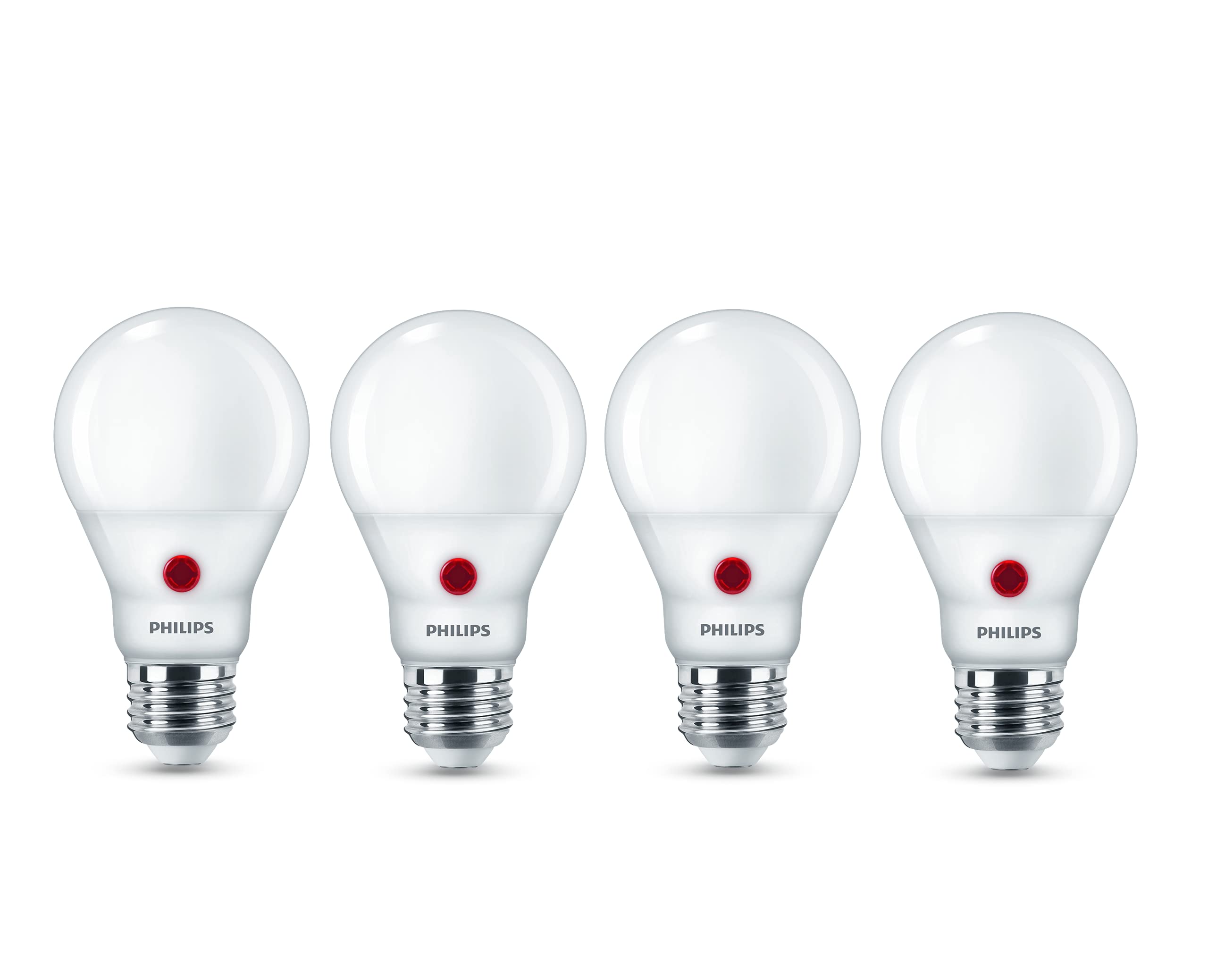 Philips LED Frosted Dusk-To-Dawn Flicker-Free A19 Light Bulb, Non-Dimmable, 800 Lumen, Soft White Light (2700K), 8.8W=60W, E26 Base, Title 20 Certified, 4-Pack