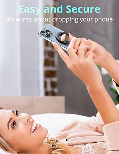 SUPMEGA Magnetic Phone Grip for MagSafe, Magnetic Phone Ring Holder with Leather Finger Grip and Stand, only for iPhone 14 Pro Max, 14 Plus, 14 Pro, 14, 13 Pro Max, 13 Pro, 13, 12 Pro, 12