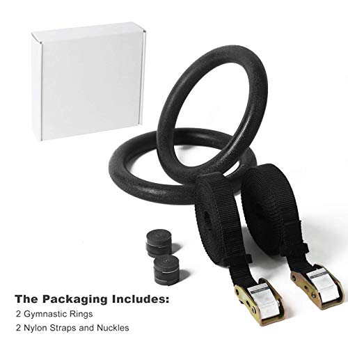 EDEUOEY Men Olympic Gymnastic Rings: Adjustable Straps Best Double Circle Gym Rings