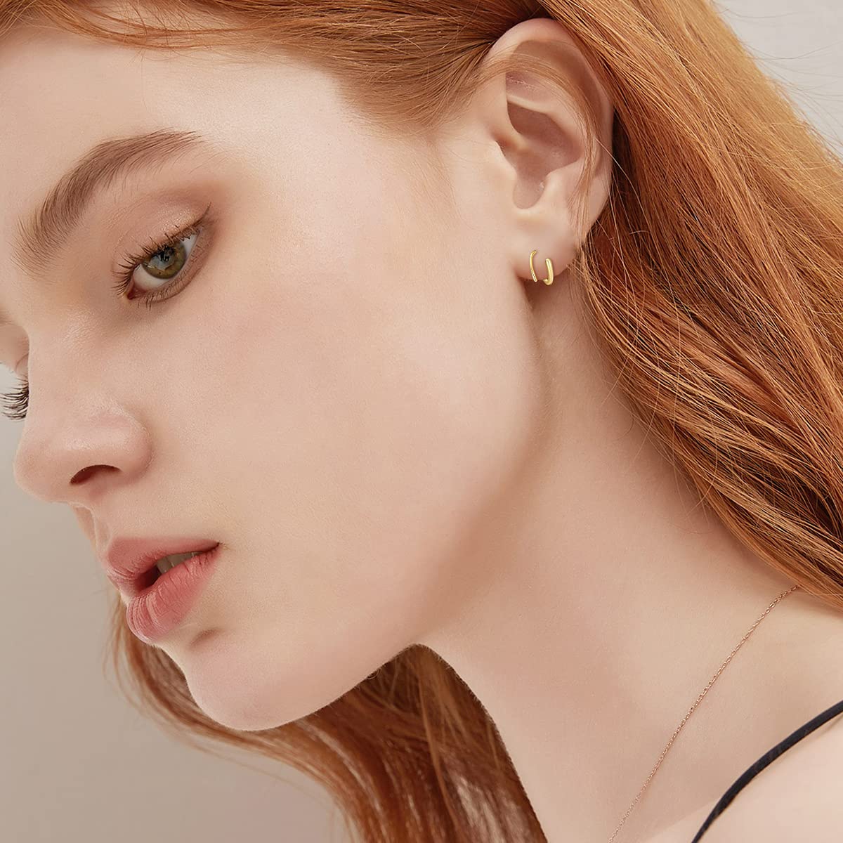 ELFRONT 14K Gold Swirl Hoop Earrings Spiral Pull Through Earrings Minimalist Tiny Cartilage Wrap Earrings Dainty Jewelry Gift for Women