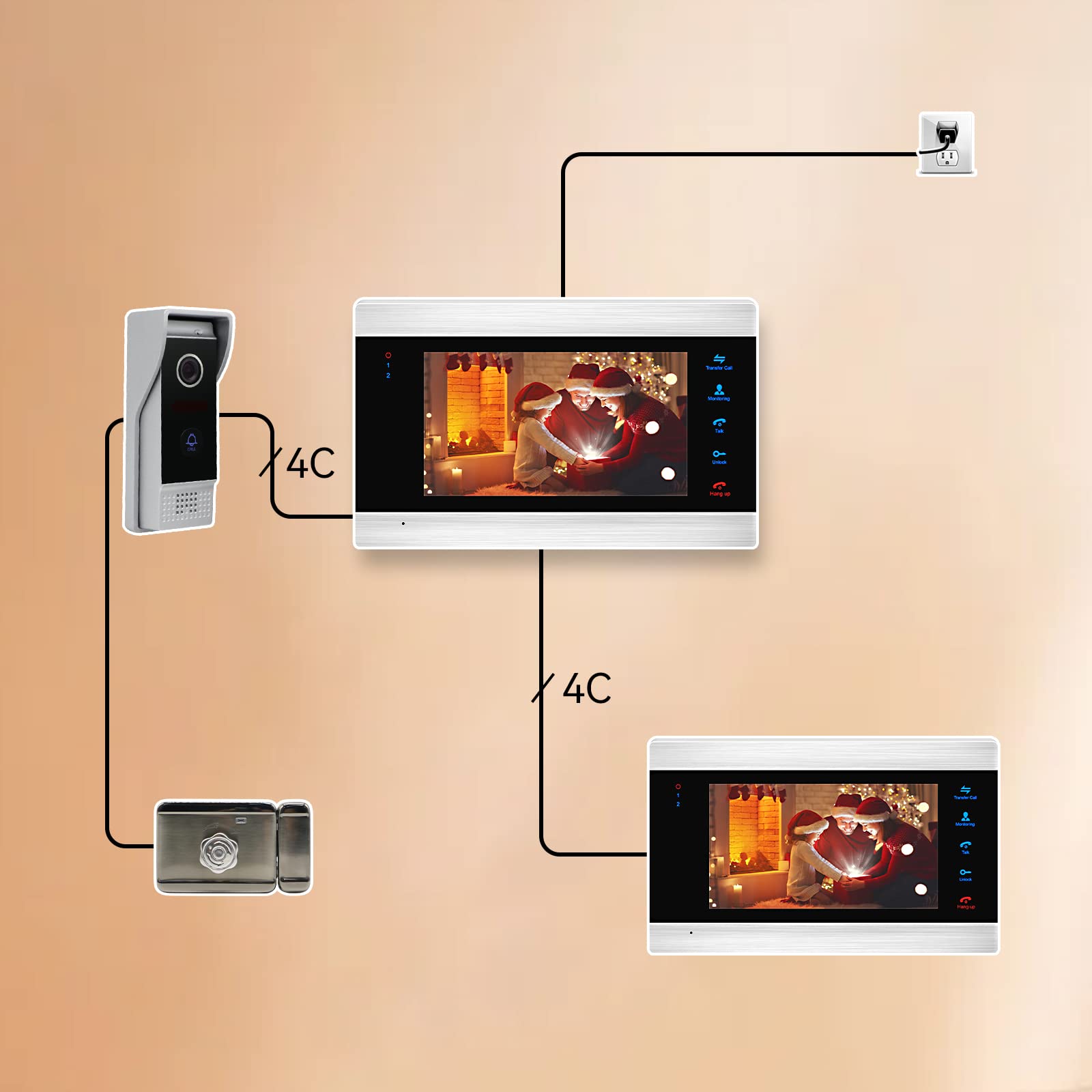JeaTone Smart Video Intercom System,Video Doorbell Camera with Monitor 7 inch Wired Doorbell AHD Camera,Support Remote Unlock, Motion Detection,Two-Way Audio,Night Vision