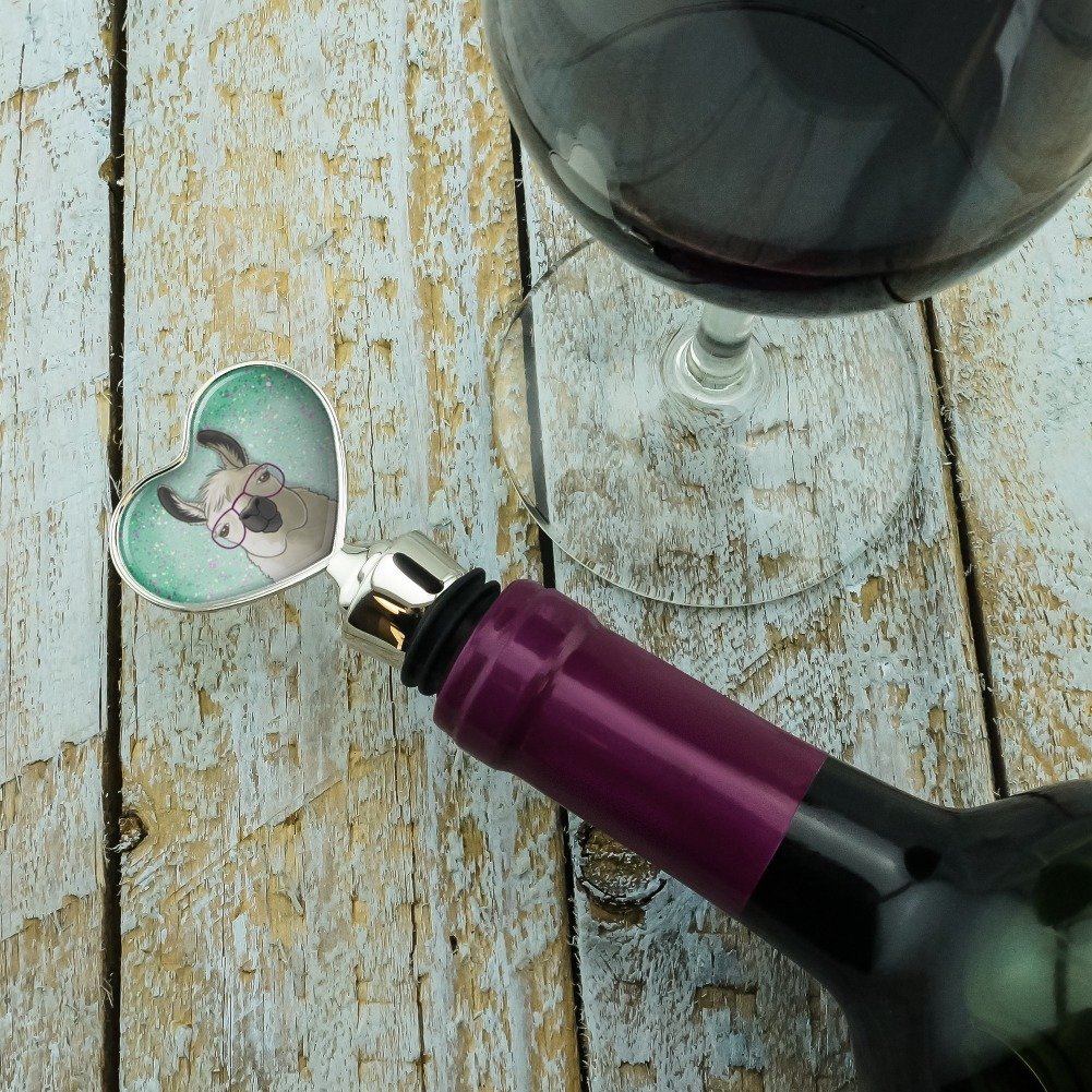 Hip Llama with Glasses Heart Love Wine Bottle Stopper