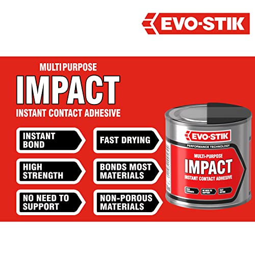 EVO-STIK Impact Adhesive, Multipurpose, High-Strength Adhesive, Bonds Instantly on Contact, Fast Drying, 250ml Tin