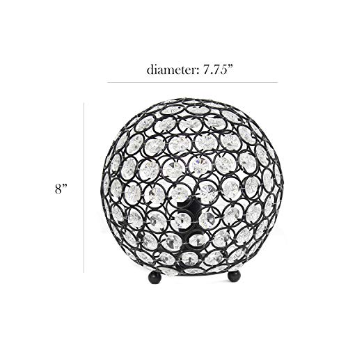 Elegant Designs LT1026-RBZ 8" Elipse Crystal Collection Metal Crystal Ball Sequin Table Desk Lamp for Accent Lighting, Décor, Living Room, Restoration Bronze