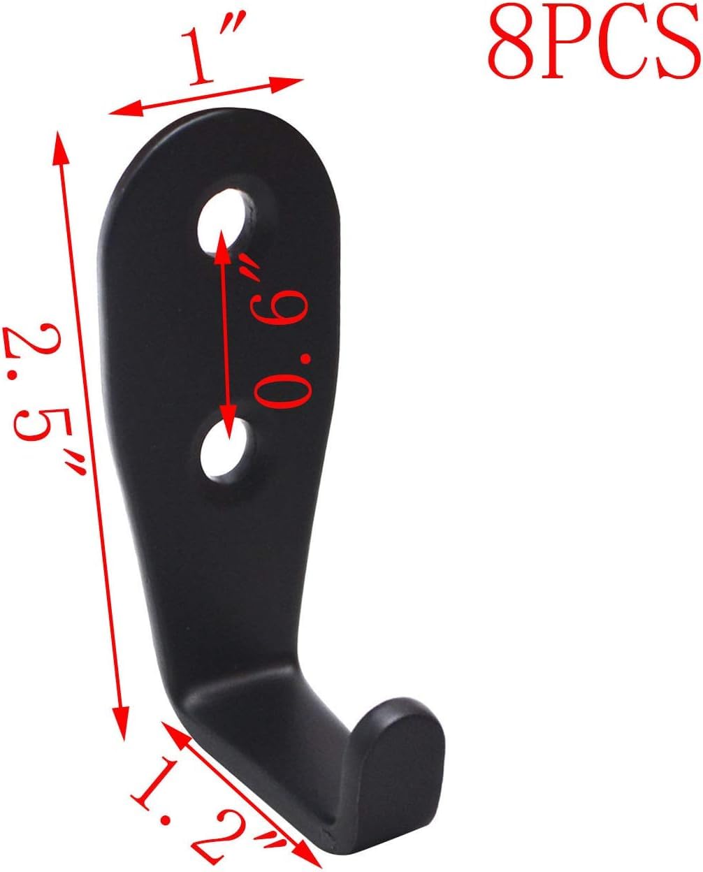 MY MIRONEY 2.5" x 1" L Shape Coat Hooks Stainless Steel Single Hook Robe Hook Pots and Pans Hanger Wall Mounted Pack of 8
