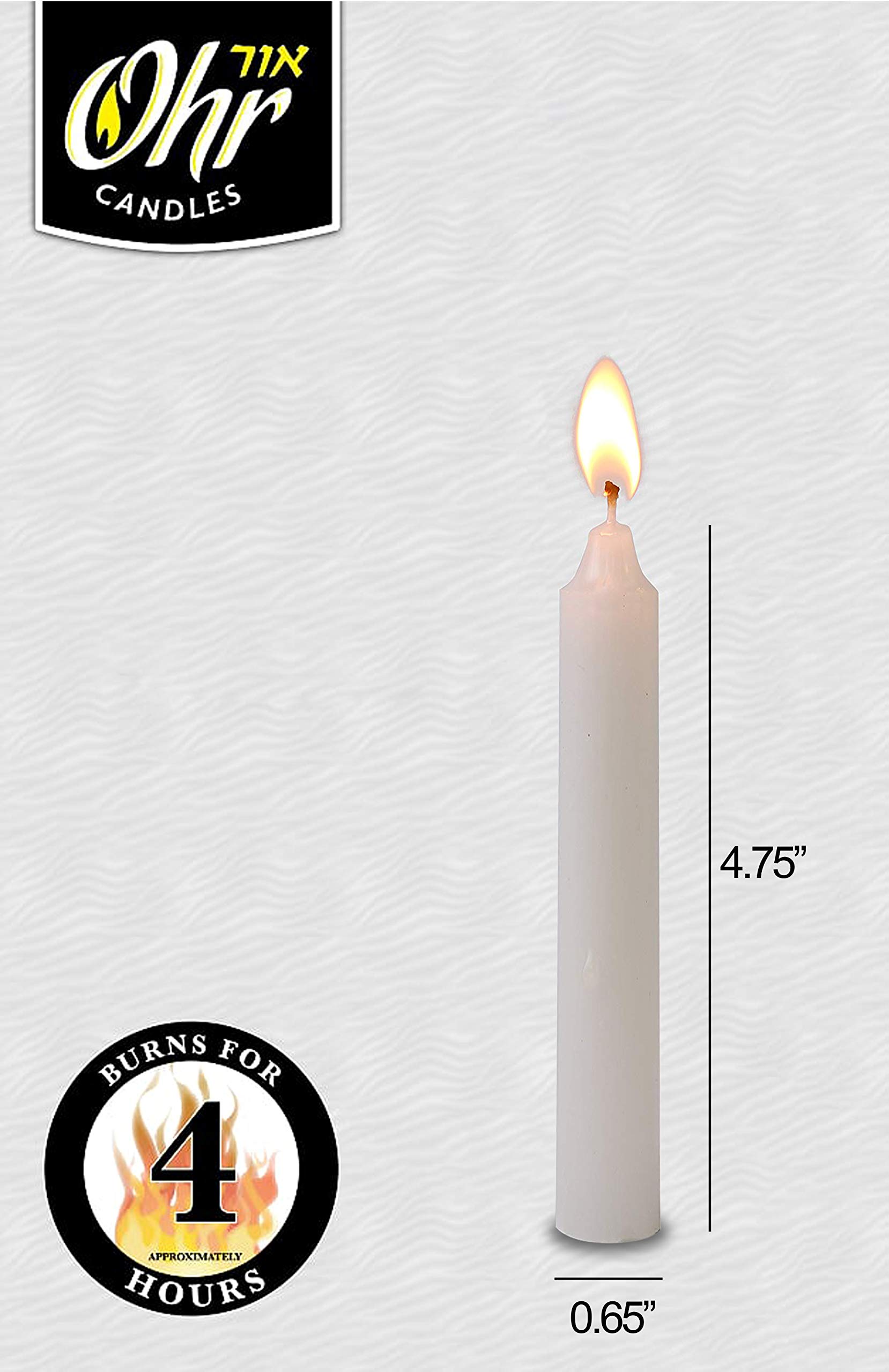 Ner Mitzvah Shabbat Candles - Traditional Shabbos Candles - 4 Hour - 72 Count - by Ohr