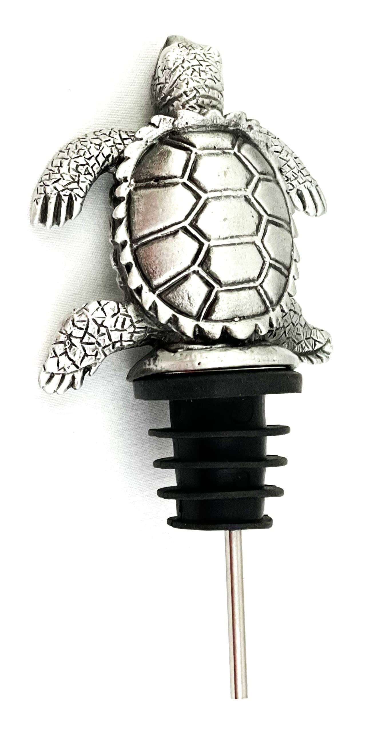 Happy Hour Sea Turtle Wine Pourer, standard, pewter finish