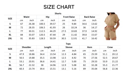 DOBULO Women's Workout Sets 2 Piece Gym Outfits Crop Tops High Waist Running Shorts Yoga Activewear