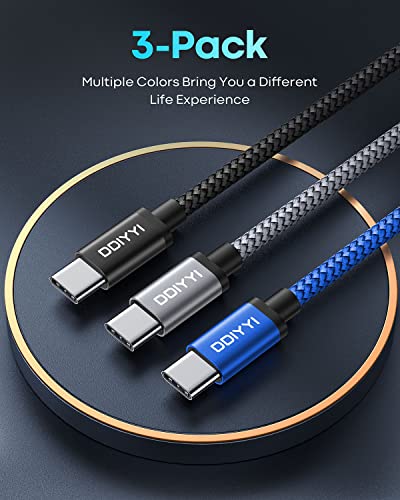 USB C to USB C Cable [3ft, 3-Pack], 60W(3A) Fast Charging USB Type C to Type C Charger Cable Braided Compatible with Samsung S23 S22 S21 S20 Ultra 5G, Pixel 7 6 Pro 6a 5a 4a 5 4, USB-C Laptop & Tablet