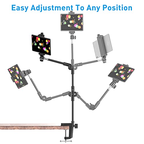 KDD Webcam Stand Camera Mount with Phone Holder, 25 Inch Foldable Flexible Gooseneck Cell Phone Clamp & Table Projector Mount, for Logitech C922 C930e C920S C920 C960 Brio 4K, Gopro Hero 8 7 6 5