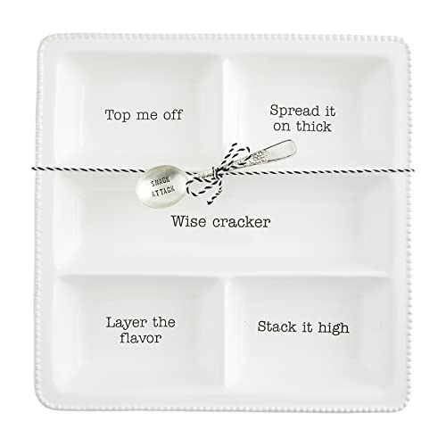 Mud Pie Circa Snack 5 Section Server, White, 12.5" x 12.5"