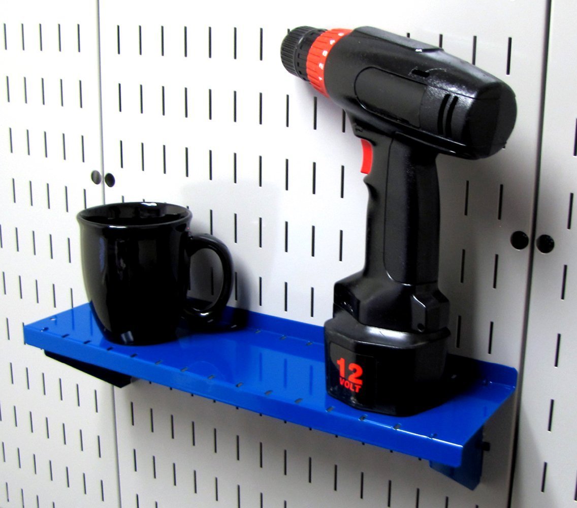 Wall Control Pegboard Shelf 4in Deep Pegboard Shelf Assembly for Wall Control Pegboard and Slotted Tool Board – Blue