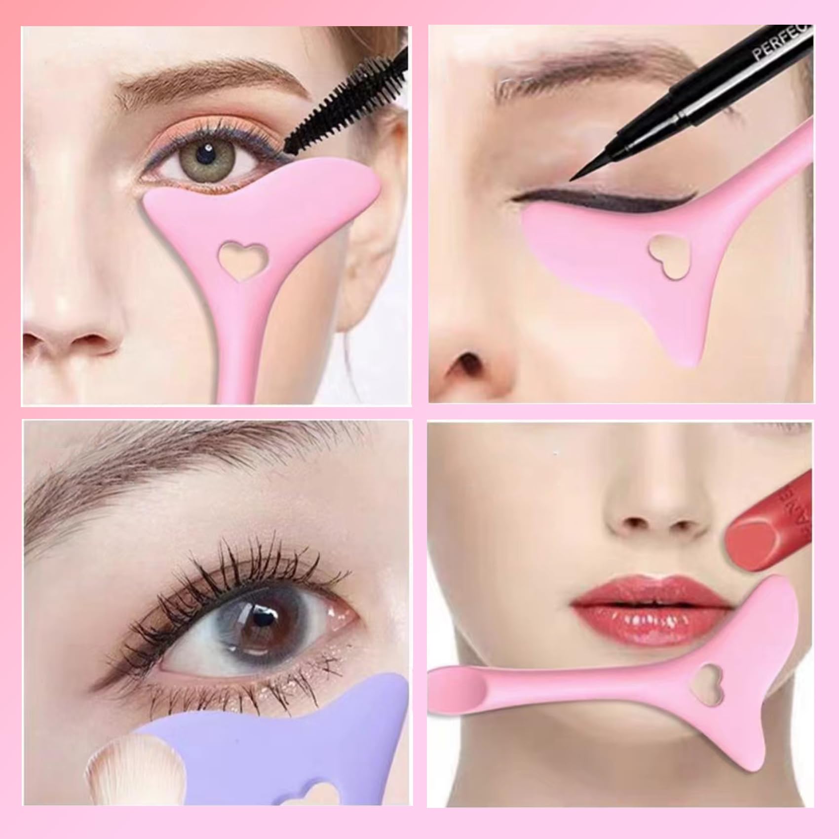 Eyeliner Stencils Silicone Eyeliner Aid Mascara Shield Guard Eyeliner Eyelash Lipstick Eyeshadow Applicators Guide Tool, Reusable Eyeliner Tool for Eyes Wing,3Pcs Eye Makeup Tool