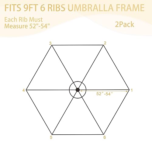 Sunshine Outdoor 9ft with 6 Ribs Patio Umbrella Replacement Canopy Market Umbrella Top Outdoor Umbrella Canopy Black & White(2pcs/package)
