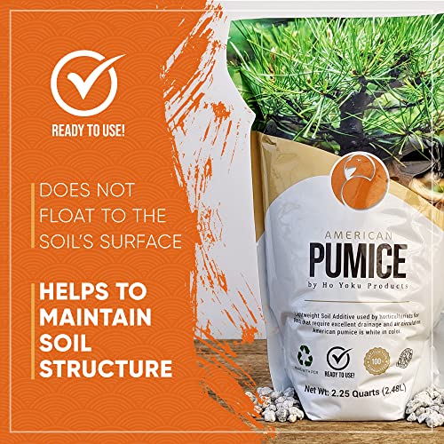 Ho Yoku Pumice for Plants, 2.25 Quarts, Horticultural American Pumice Rocks, Additive for Bonsai Soil, Succulent Soil, or Houseplants