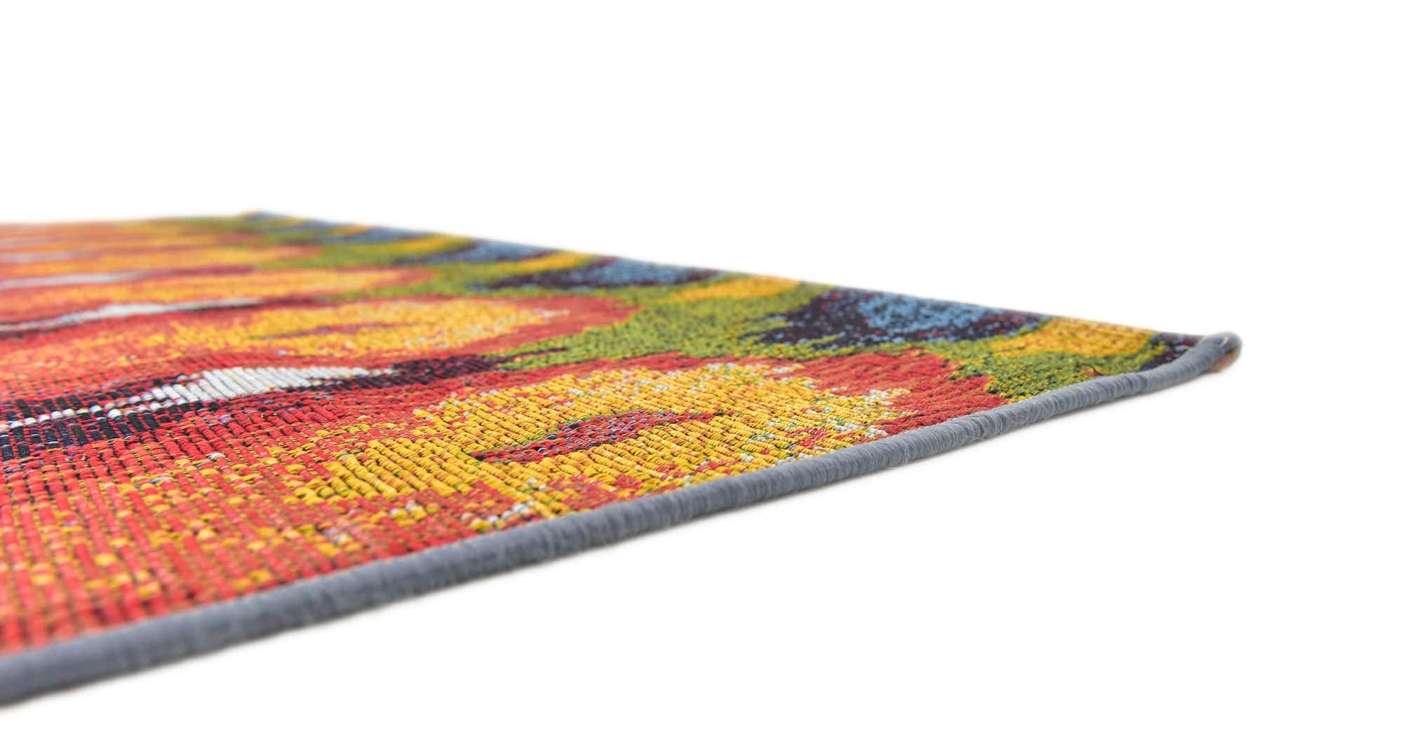 Unique Loom Outdoor Modern Collection Area Rug - Ikat (4' 1" x 6' 1" Rectangle, Multi/ Burgundy)
