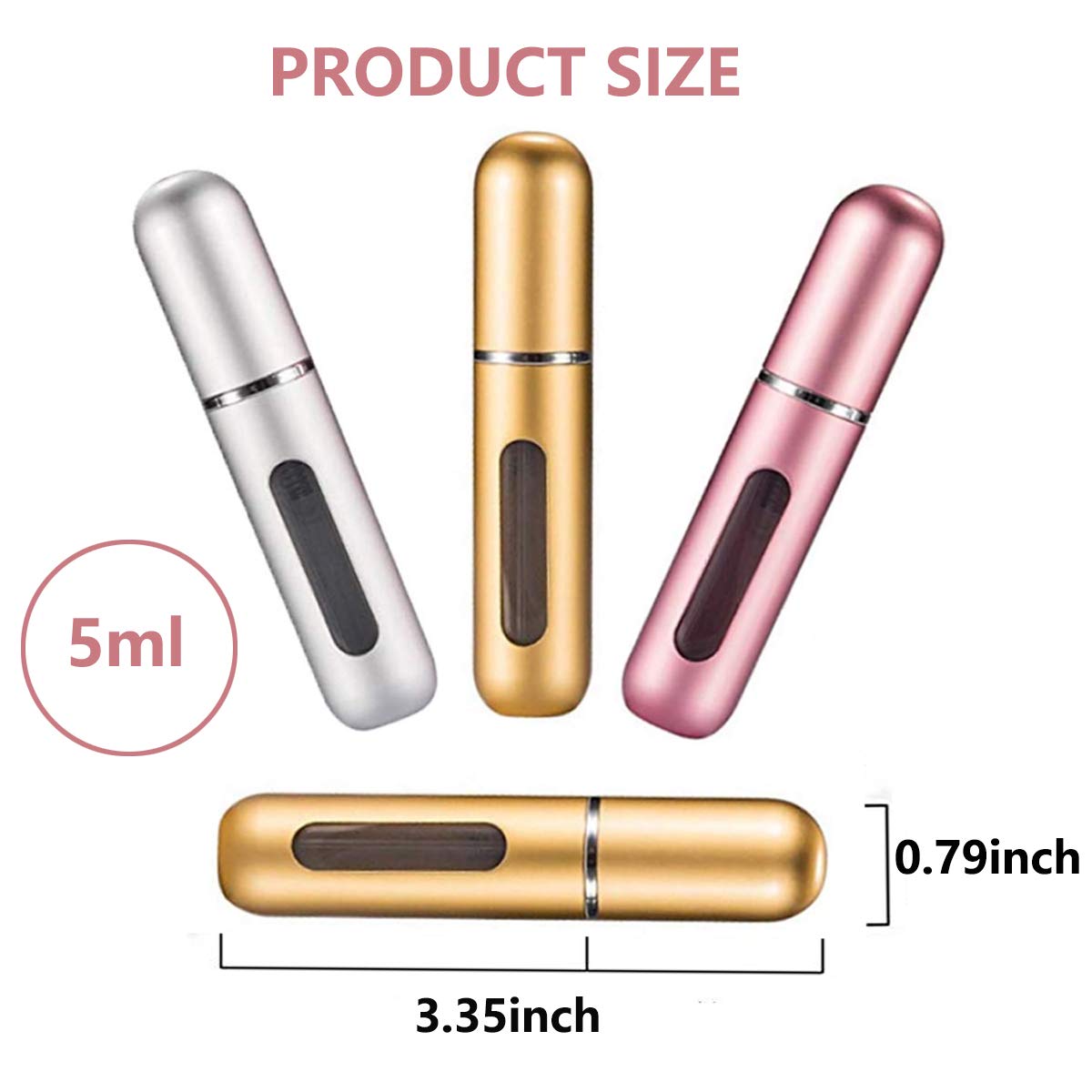 DFsucces Portable Mini Refillable Perfume Empty Spray Bottle,Scent Pump Case,Refillable Perfume Spray,Multicolor Atomizer Perfume Bottle,for Traveling and Outgoing (3 Pcs Pack of 5ml)
