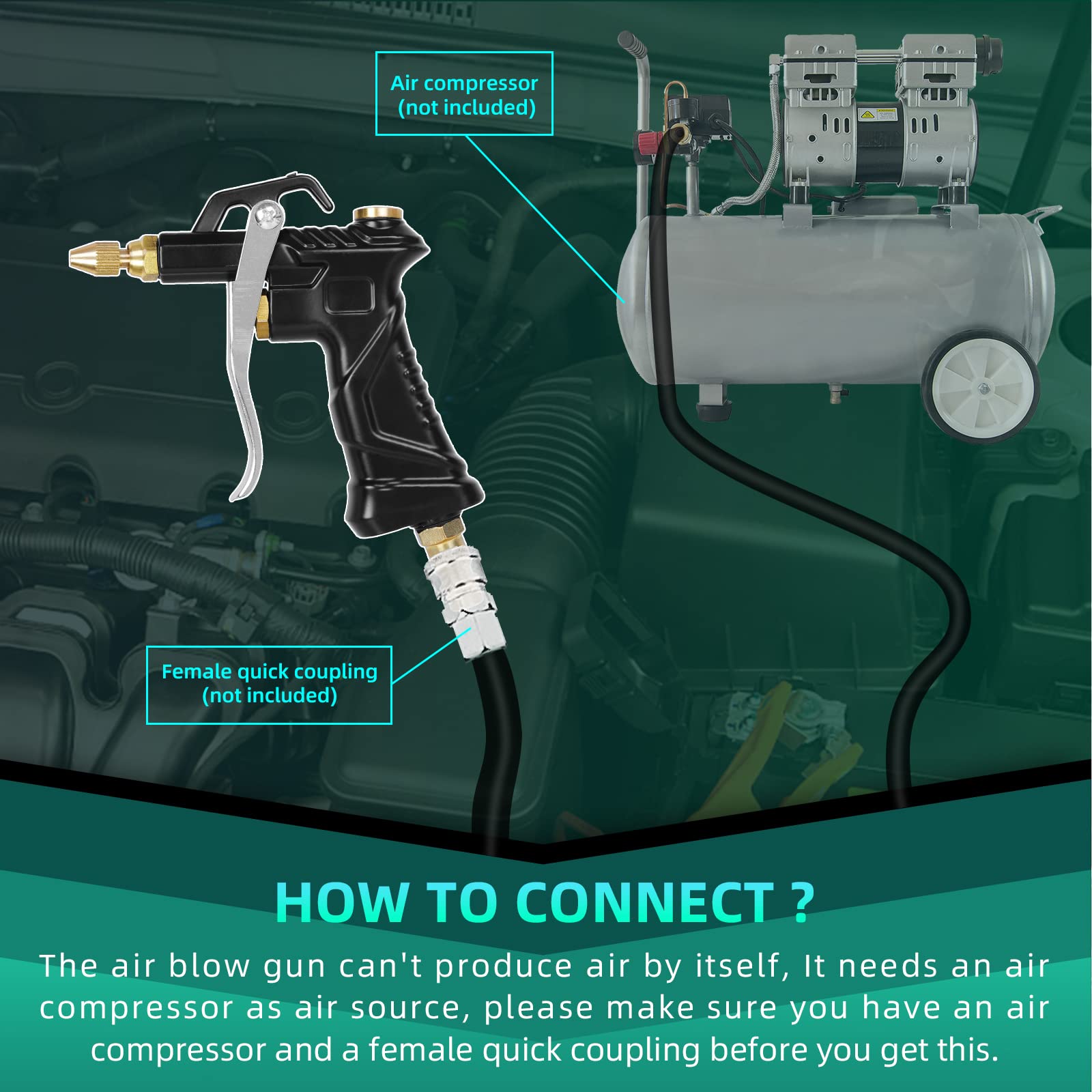 Industrial Air Blow Gun with Brass Adjustable Air Flow Nozzle , Universal hose and 2 Steel Air flow Extension.Pneumatic Air Compressor Accessory Tool Dust Cleaning Air Blower Gun. (2pcs)